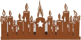 Rustikální rezavý svícen v designu svíček Candle Rust - 36*9*18 cm