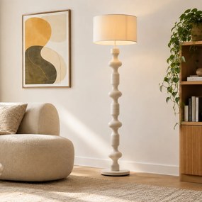 Retro stojací lampa béžová s látkovým stínidlem 160 cm - Captain