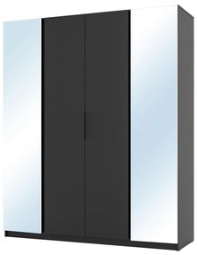Šatní skříň KAJA 2LU 2F | 200 cm | se zrcadly | VYSOKÁ | černá