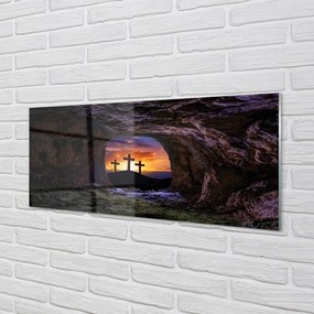 akrylový obraz kříže při západu slunce 120x60 cm