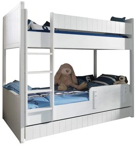 Bílá dřevěná dětská patrová postel Vipack Robin 90 x 200 cm