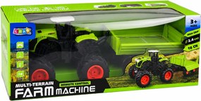 LEAN Toys Vysoký zemědělský traktor s vyklápěcím přívěsem, dálkově ovládaný RC v měřítku 1:16
