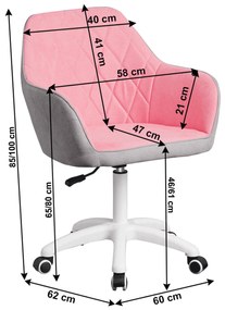 Kondela Kancelářské křeslo, látka růžová/šedá/bílá, SANTY
