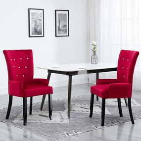 Jídelní židle s područkami červená samet - Default Title