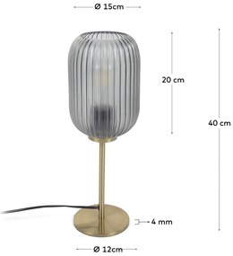 Stolní lampa ve zlaté barvě se skleněným stínidlem (výška 40 cm) Hestia – Kave Home