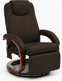 relaxační polohovatelné masážní křeslo s vyhříváním Viremo VINTAGE, třešňové dřevo/ekokůže, hnědá