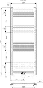 Gamma Erga Simple, topné těleso 1300x500 mm, 519 W, černá, ERG-LAV-SIMP-13050-BK