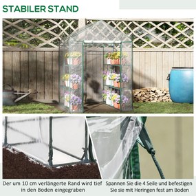 Outsunny PVC Zelená Skleník Zahradní Domek S 6 Policemi 143 x 195 cm