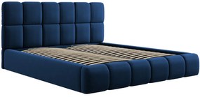 OnaDnes -20% Královsky modrá sametová dvoulůžková postel MICADONI Bellis 160 x 200 cm