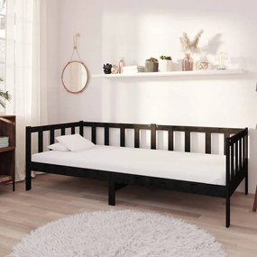 Denní postel s matrací 90 x 200 cm černá masivní borové dřevo,  3083613 HangarStore.cz