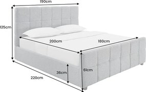Designová postel Viola 180 x 200 cm šedá