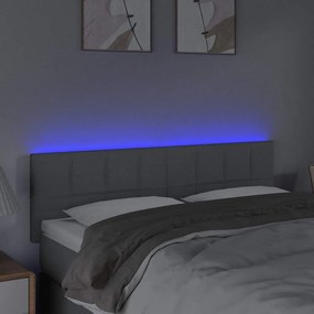 Čelo postele s LED světle šedé 144 x 5 x 78/88 cm textil 3121610