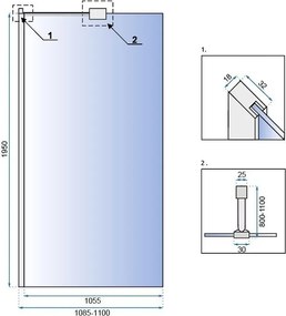 Rea AERO N 110, sprchová zástěna WALK IN, 1-křídlová, 110 x 195 cm, lesklý chrom, transparentní, REA-K3021