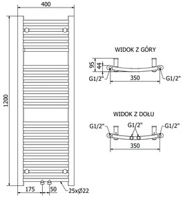 Mexen Ares, elektrické topné těleso 1200x400 mm + topná tyč 400 W, bílá, W102-1200-400-6400-20