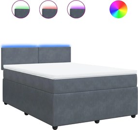 Box spring postel s matrací tmavě šedá 140x200 cm samet 3290053