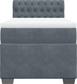 Box spring postel s matrací tmavě šedá 100x200 cm samet 3288541