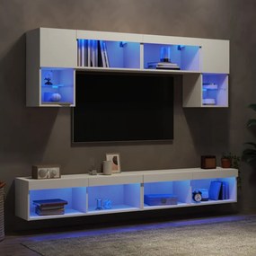 6dílná obývací stěna s LED osvětlením bílá kompozitní dřevo 3216704