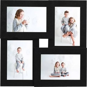 Kolážový fotorámeček na 4 obrázky (10 x 15 cm) černý MDF 332774