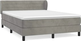 Box spring postel s matrací světle šedá 140x200 cm samet 3127553
