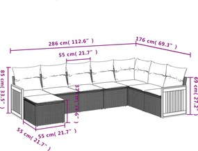 8dílná zahradní sedací souprava s poduškami béžová polyratan 3227928