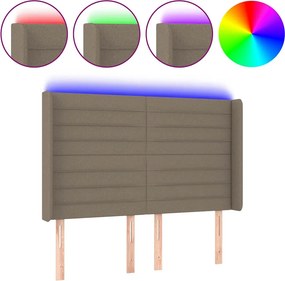 Čelo postele s LED taupe 147 x 16 x 118/128 cm textil 3124190