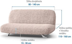 Bielastické potahy GRAFITI NOVÉ béžové dvojkřeslo s dřevěnými rukojeťmi (š. 80 - 140 cm)