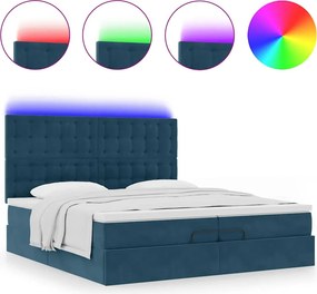 osmanská postel s matracemi a LED diodami tmavě modrá 200x200cm 3314490