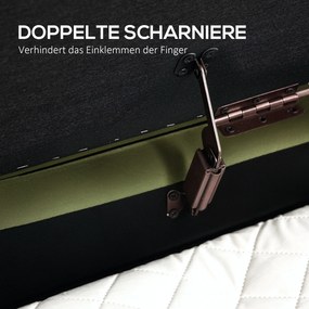 HOMCOM Oválná úložná lavice 72L s výklopným víkem a rýhovaným designem, moderní sametová tkanina a borovicové dřevo, 108x44x43,5 cm, tmavě zelená