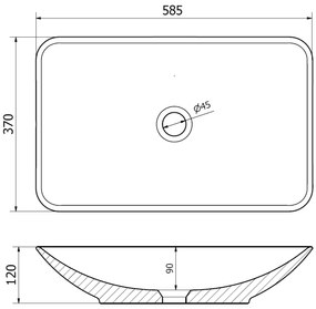 Mexen Avila, umyvadlo na desku 58 x 37 cm, bílá, 21115500