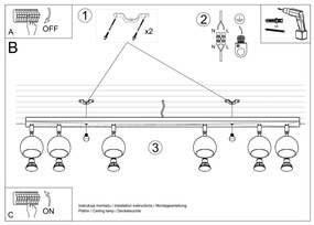 Stropní svítidlo OCULARE 6L černé