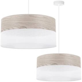 Závěsné svítidlo Wood, 1x světle béžová dubová dýha/bílé plastové stínítko, (fi 44cm)