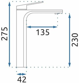 Umyvadlová baterie REA MARCO vysoká, gun grey