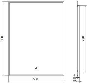 Mexen Erma podsvícené koupelnové zrcadlo 60 x 80 cm, LED 6000K, ventilátor, Černá rama - 9814-060-080-611-70