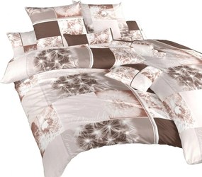Povlečení krep Pampelišky 3D hnědé 140x200, 70x90 cm
