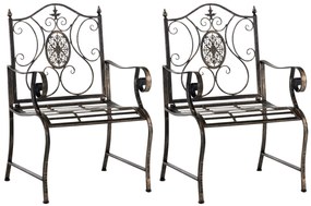 Kovová židle Punjab s područkami (SET 2 ks) - Bronzová
