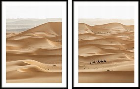 Obraz Plakáty V Rámu 53x73 cm Diptych Sada 2 obrazů Poušť Sahara P2072