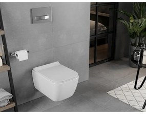 Mexen Elis WC mísa Rimless s pomalu padající deskou slim, duroplast, Bílá - 30910700