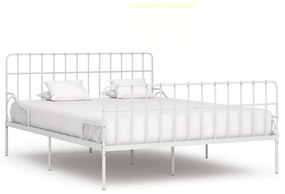 Rám postele s laťkovým roštem bílý kov 200 x 200 cm,  284607