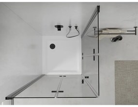 Mexen Lima Duo skládací sprchový kout 80 x 80 cm, Průhledné, Černá + sprchová vanička Flat - 856-080-080-70-02-4010B