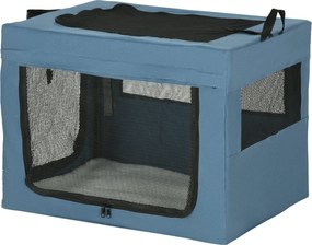 PawHut Skládací Batoh pro Zvířata s Horním Otevřením a Síťovinou - 69 x 51 cm - Modro Černý