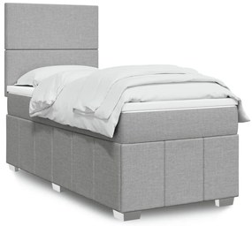 Box spring postel s matrací světle šedý 100 x 200 cm textil 3293872