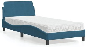 Postel s matrací Dover modrá 90 x 200 cm samet 3208335