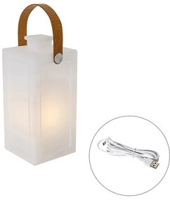 Moderní stolní lampa bílá efekt plamene dobíjecí IP44 - Stard