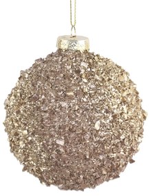 Zlatá skleněná vánoční koule s dílky - Ø  8cm