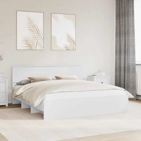 Rám postele s čelo Bílá 200 x 200 cm Kompozitní dřevo 3408816