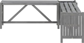 Zahradní rohová lavice s truhlíkem 117 cm masivní akácie šedá 311824