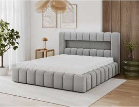Šedá čalouněná dvoulůžková postel s úložným prostorem s roštem 160x200 cm Lamica – ELTAP