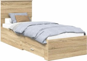 Rám postele Sonoma dub a stříbrná 75 x 190 cm Kompozitní dřevo 3410960
