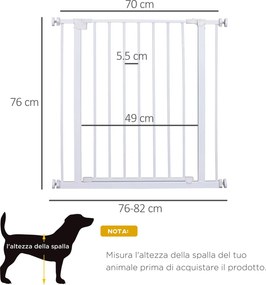 PawHut Rozšiřitelná bezpečnostní brána pro domácí mazlíčky s jednoduchou instalací a tlakovým upevněním, odolná ocel s práškovým nástřikem, bílá 76x7…