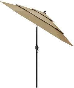 vidaXL 3stupňový slunečník s hliníkovou tyčí taupe 2,5 m